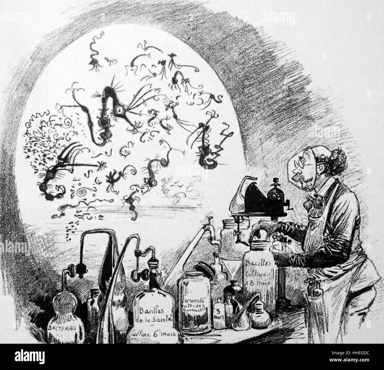 Cartoon depicting a biological engineer by Albert Robida (1848-1926) a ...