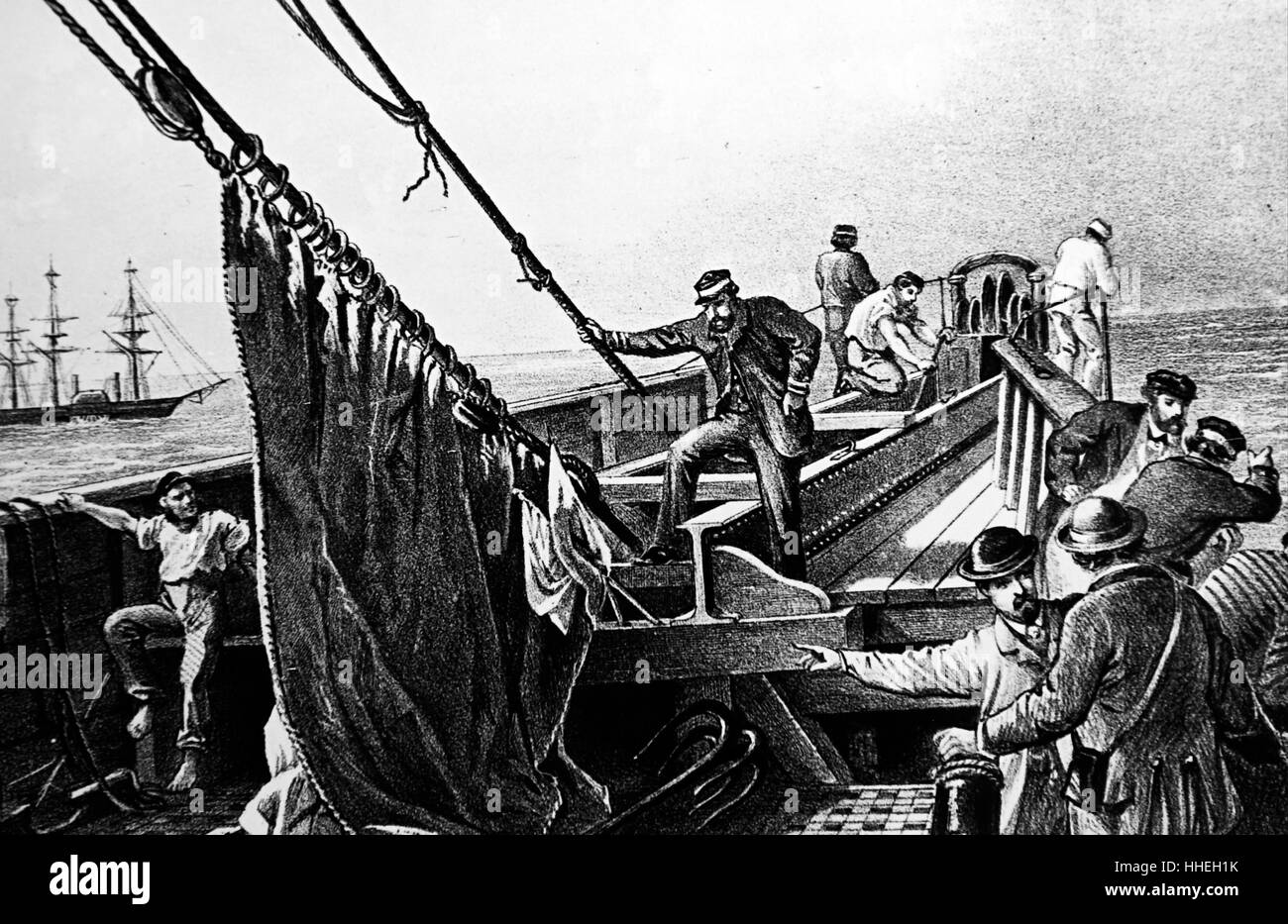 Engraving depicting the 'Great Eastern' used during the creation of the ...