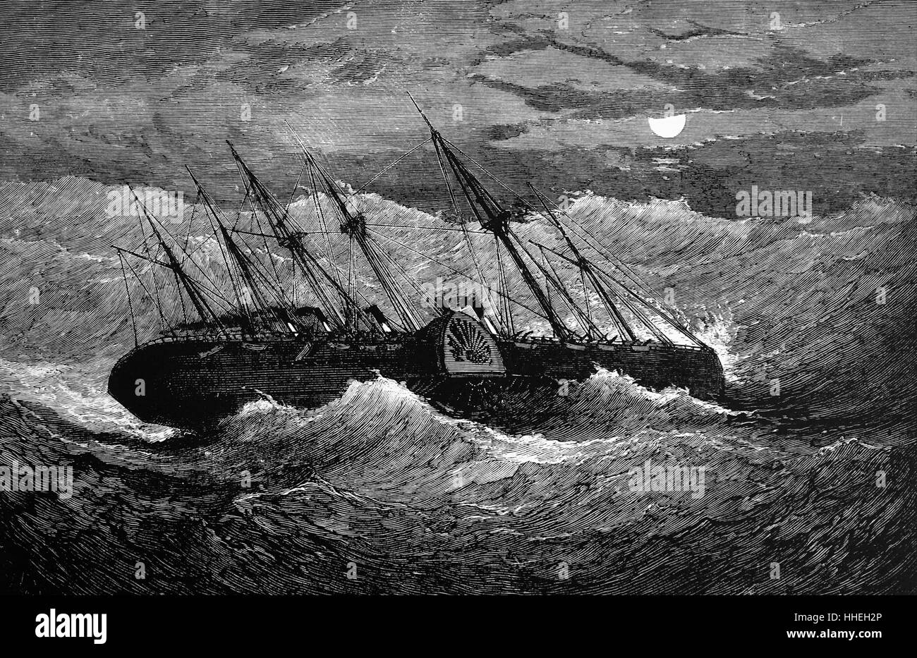 Engraving depicting the 'Great Eastern' used during the creation of the ...