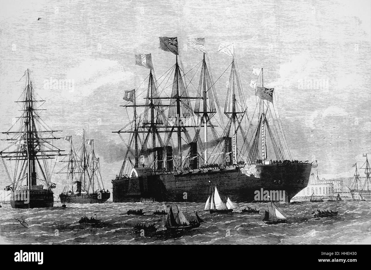Engraving depicting the 'Great Eastern' used during the creation of the ...