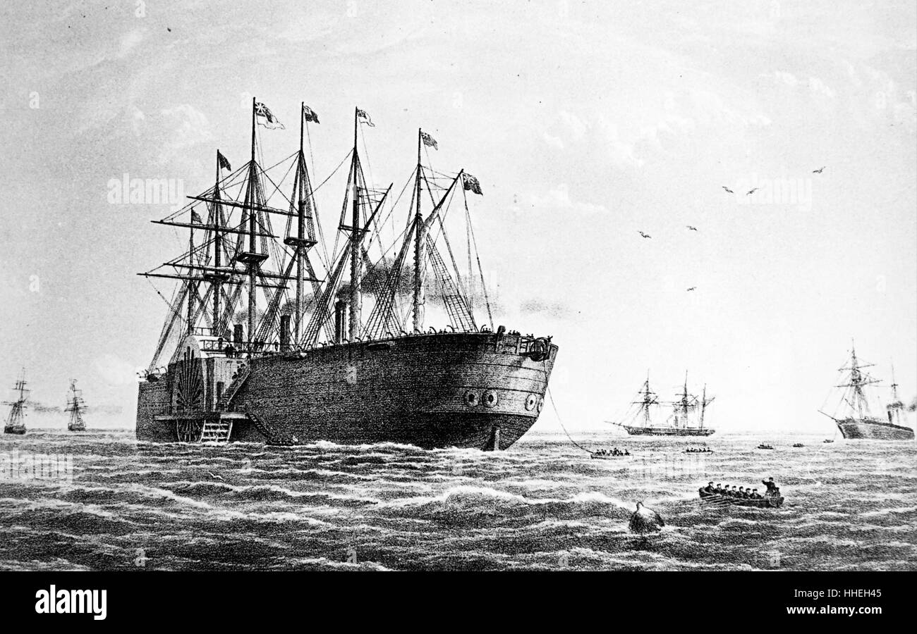 Engraving depicting the 'Great Eastern' used during the creation of the ...