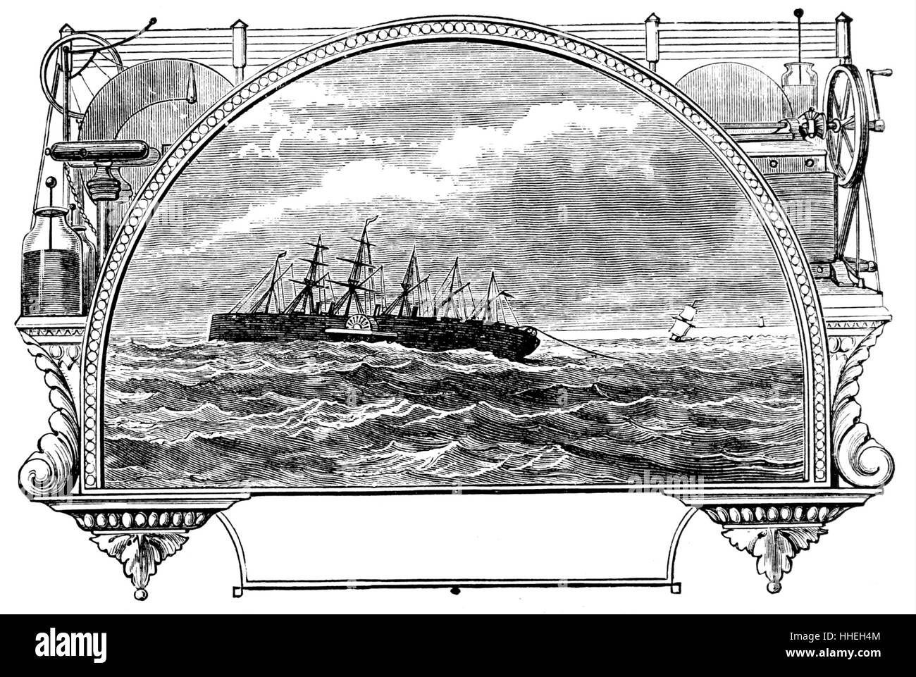 Engraving depicting the 'Great Eastern' used during the creation of the ...