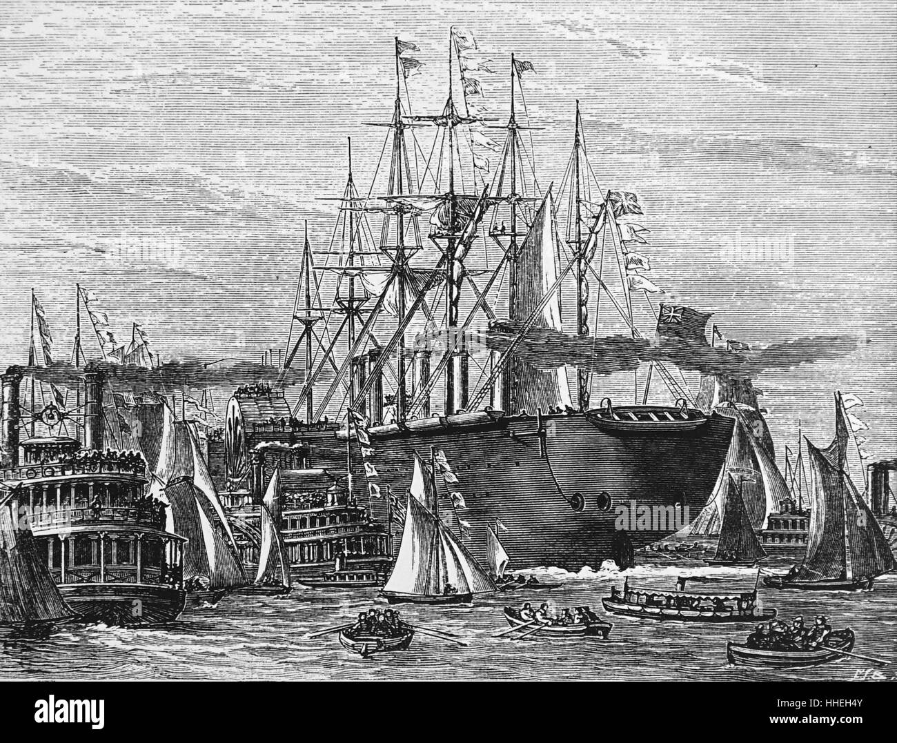 Engraving depicting the 'Great Eastern' used during the creation of the ...