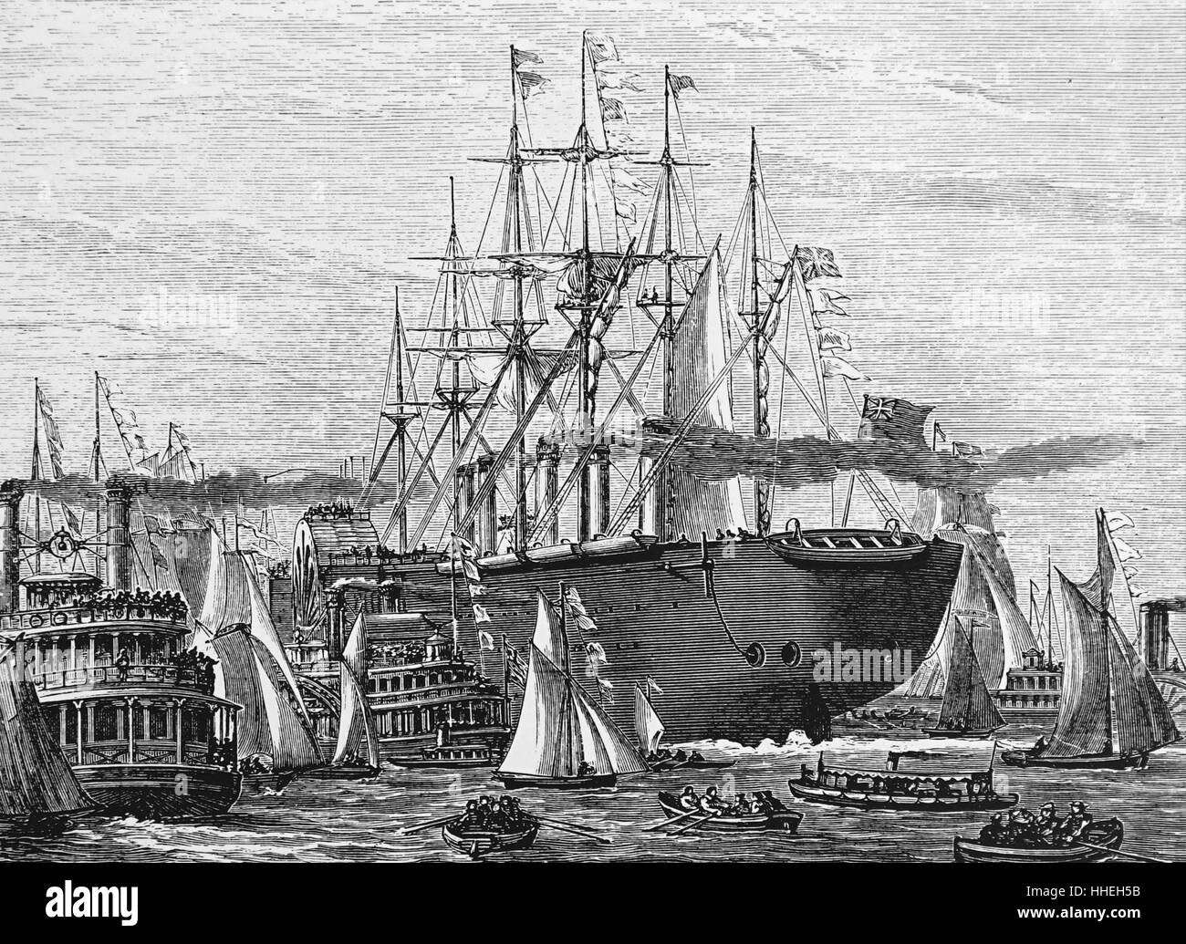 Engraving depicting the 'Great Eastern' used during the creation of the ...