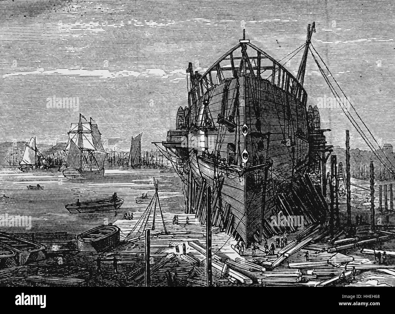 Engraving depicting the 'Great Eastern' used during the creation of the ...