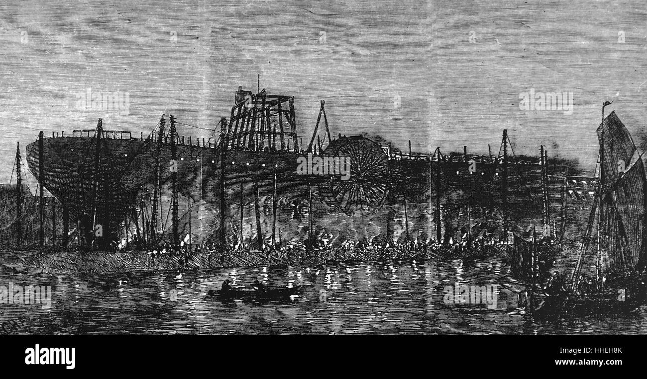 Engraving depicting the 'Great Eastern' used during the creation of the ...