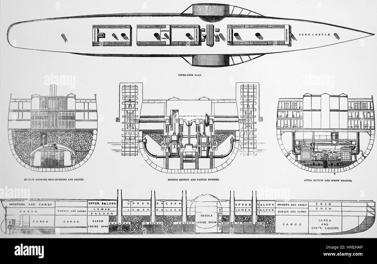 Engraving depicting the 'Great Eastern' used during the creation of the ...
