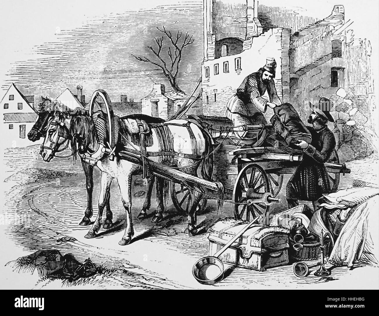 Engraving depicting a traveller in Russia setting out on a journey ...