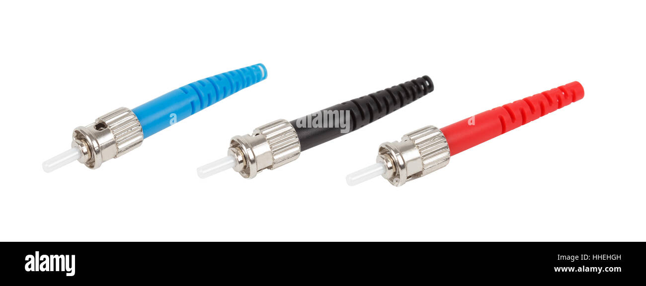 fiber optic connectors, ST type, singlemode and multimode isolated on ...