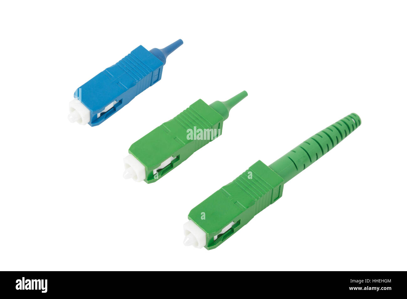 fiber optic connectors, SC type, singlemode and multimode isolated on ...