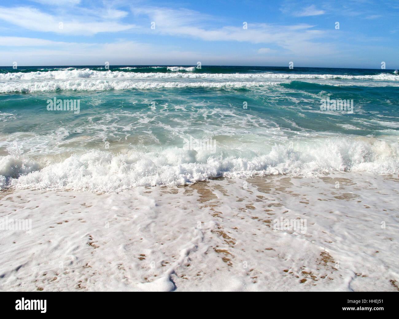 Beautiful landscape with waves breaking on shore of the sea Stock Photo ...