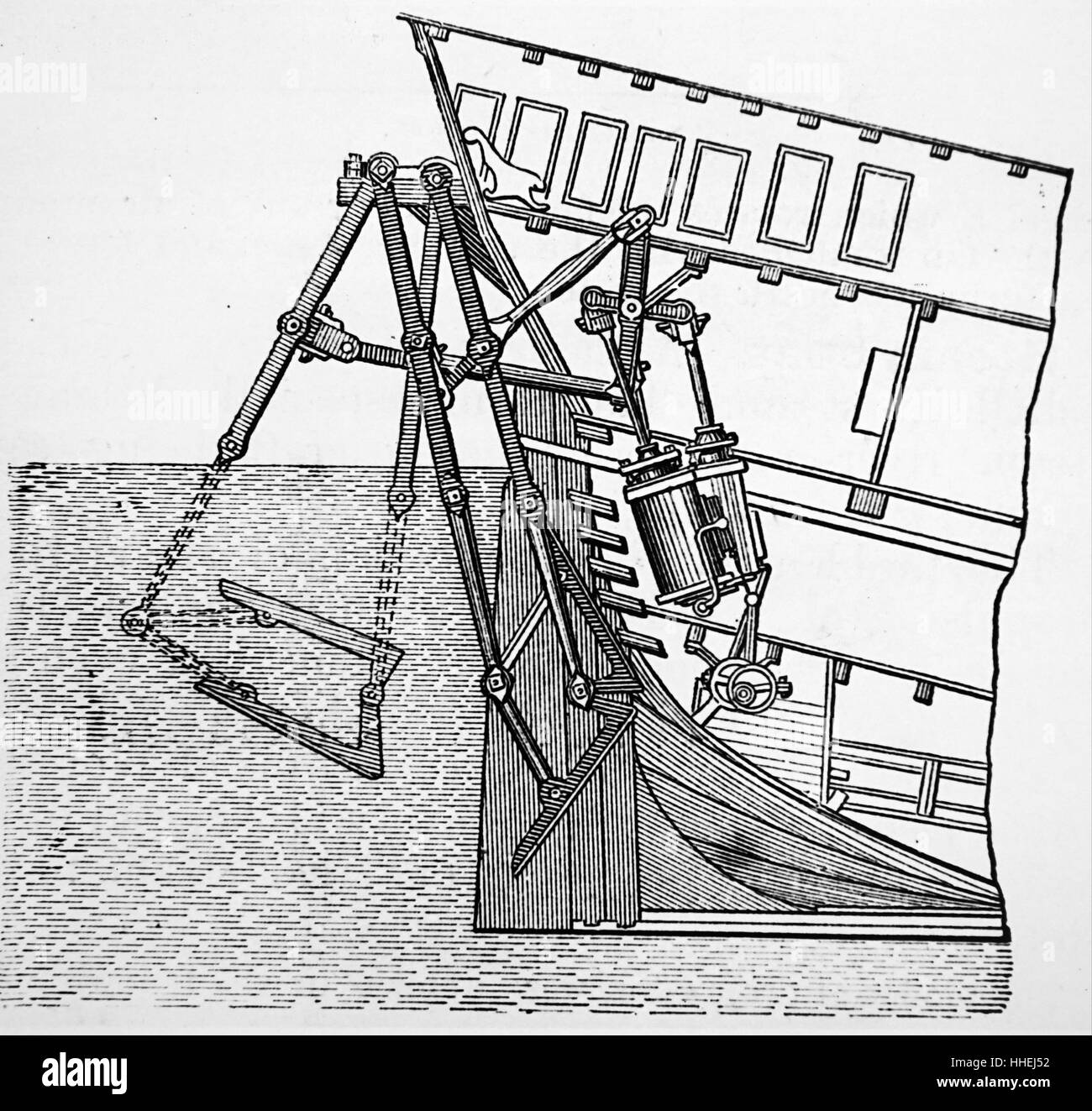 Illustration of Jouffroy's method of propelling his steamboat which ran ...
