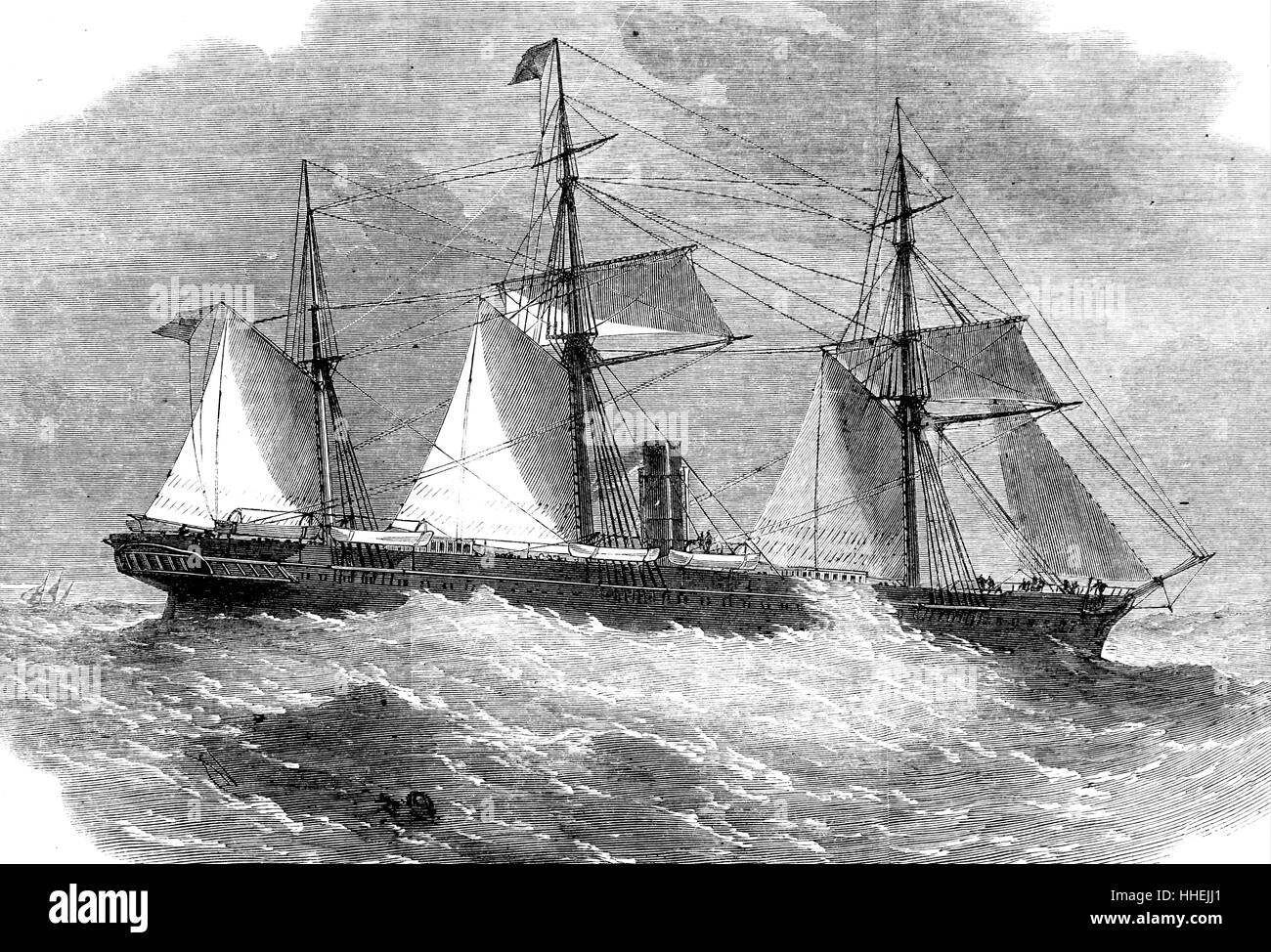 Engraving of the steamship 'Poonah'. Dated 19th Century Stock Photo - Alamy