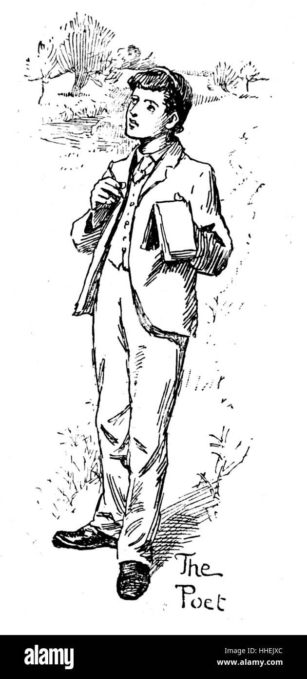 Illustration titled 'The Poet' depicting a young boy. Dated 19th ...