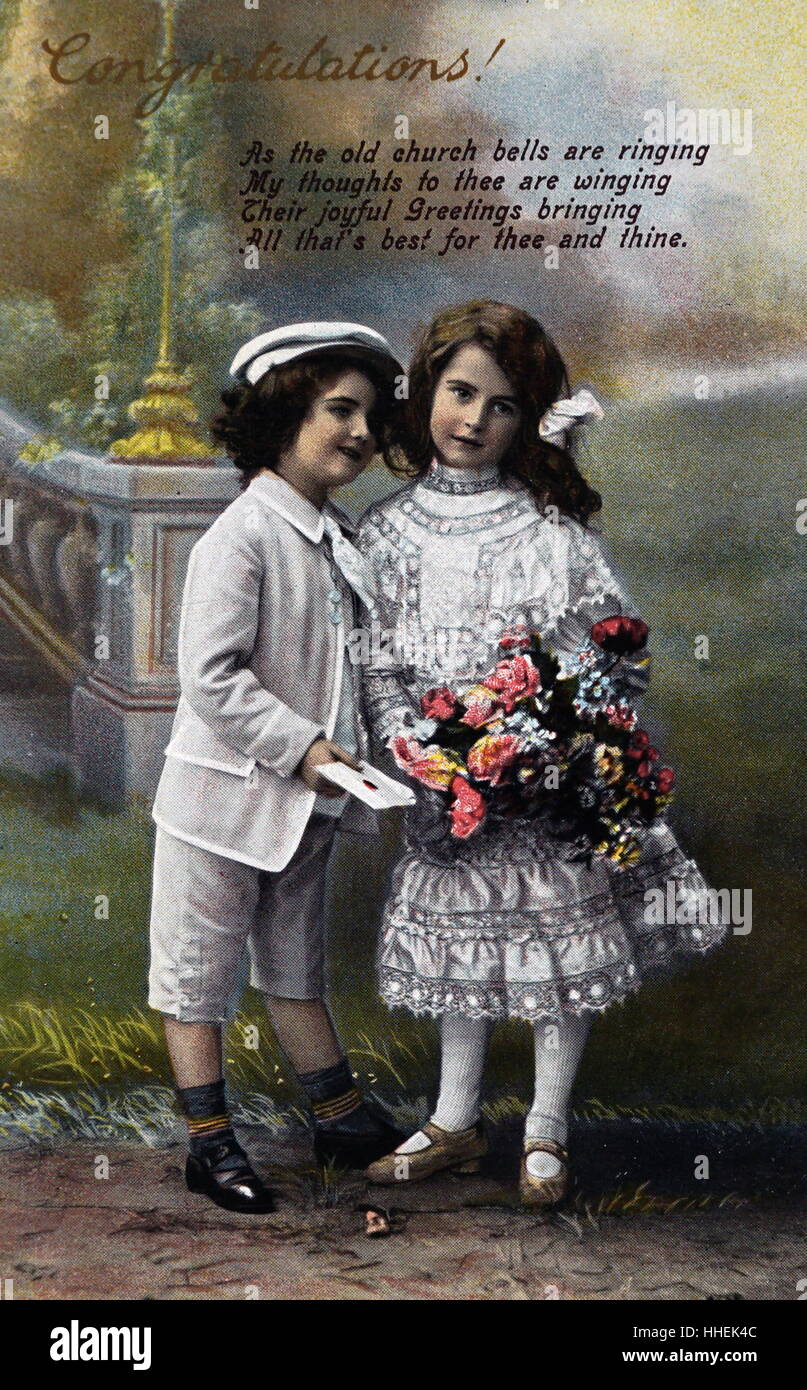 Wedding congratulations postcard; English 1910 Stock Photo - Alamy