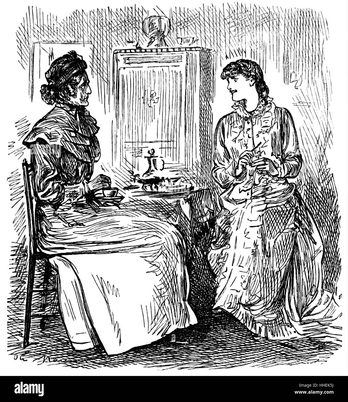 Illustration depicting a grandmother and grand daughter sharing some ...