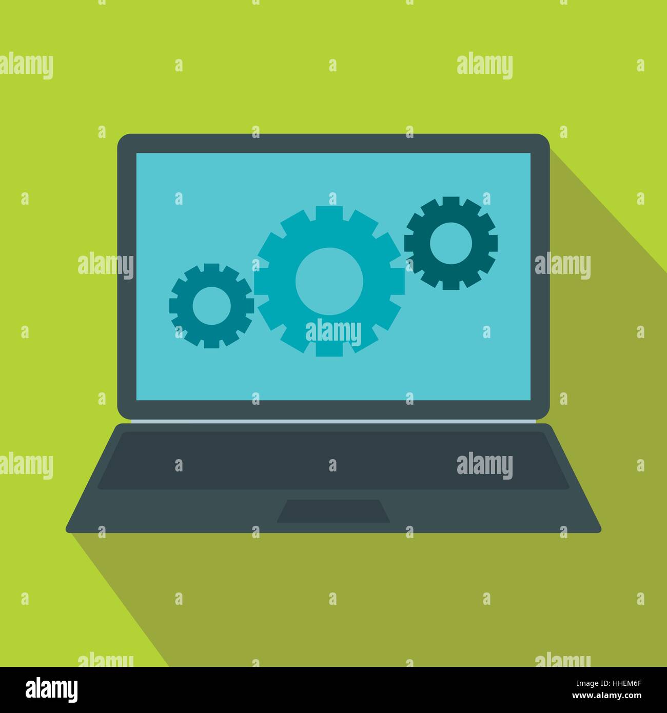 Laptop computer gears vector Stock Vector Images - Alamy