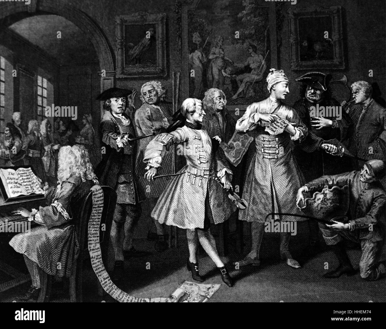 Engraving titled 'The Rake's Progress' by William Hogarth (1697-1764 ...