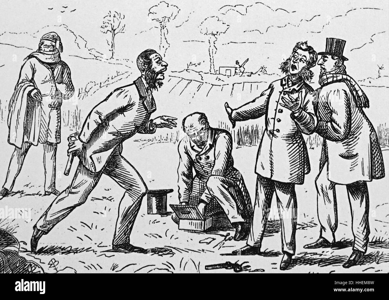 Illustration depicting a duel illustration Black and White Stock Photos ...