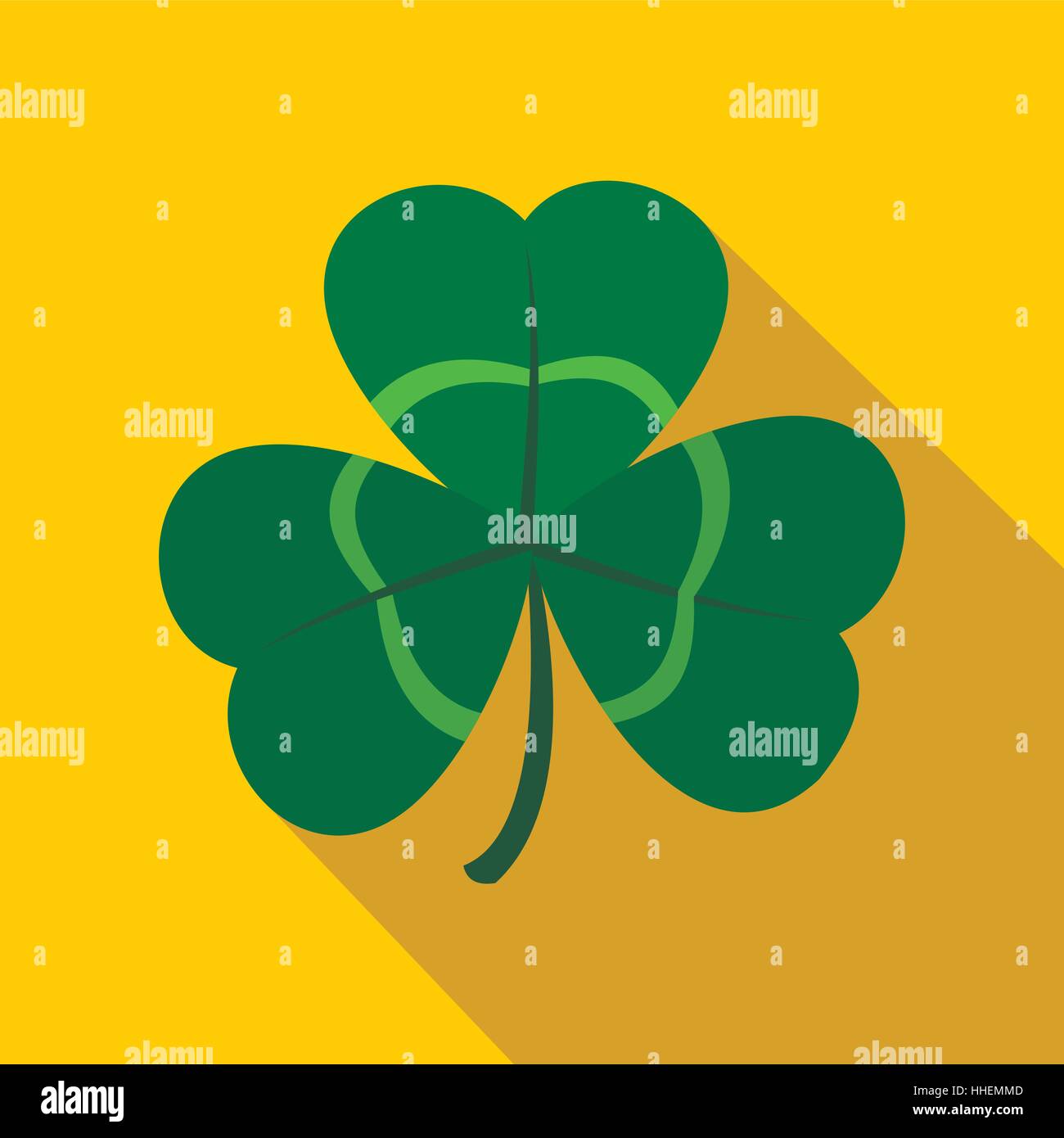Green shamrock, three leaf clover icon, flat style Stock Vector Image ...