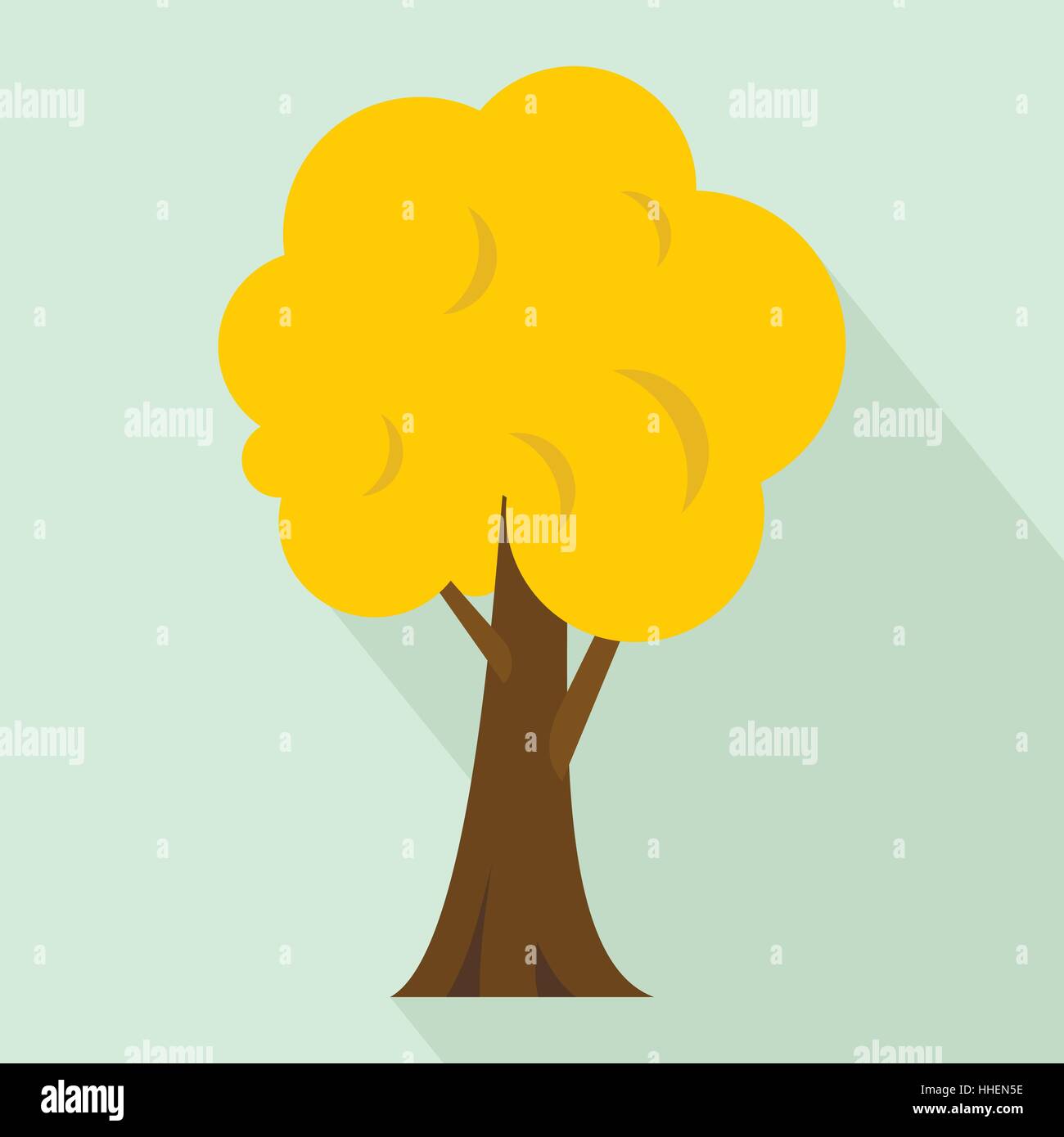Yellow autumn tree icon, flat style Stock Vector Image & Art - Alamy
