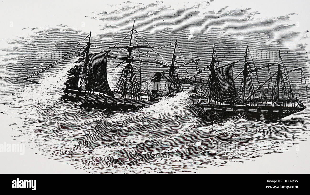 Illustration depicting the steamer 'The Great Britain', the first screw ...