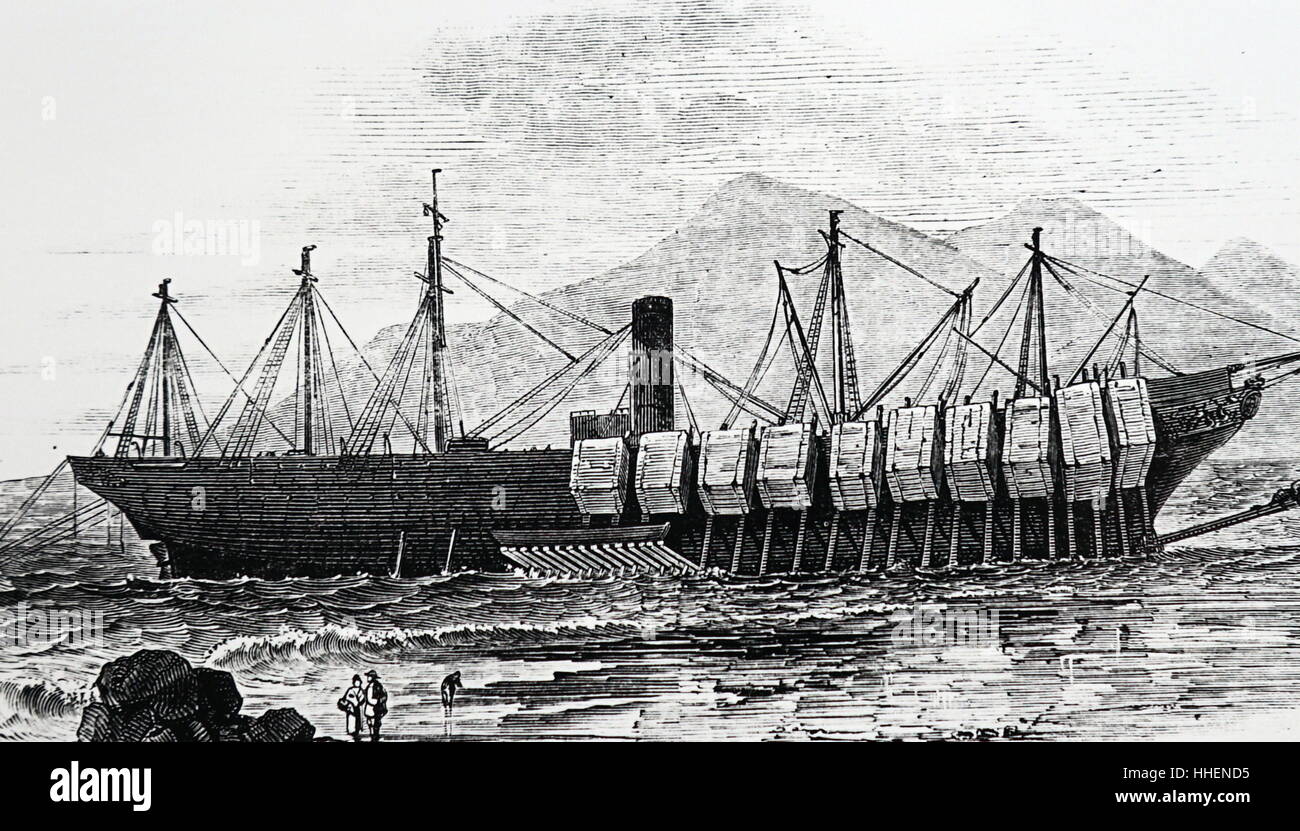 Illustration depicting the steamer 'The Great Britain', the first screw ...