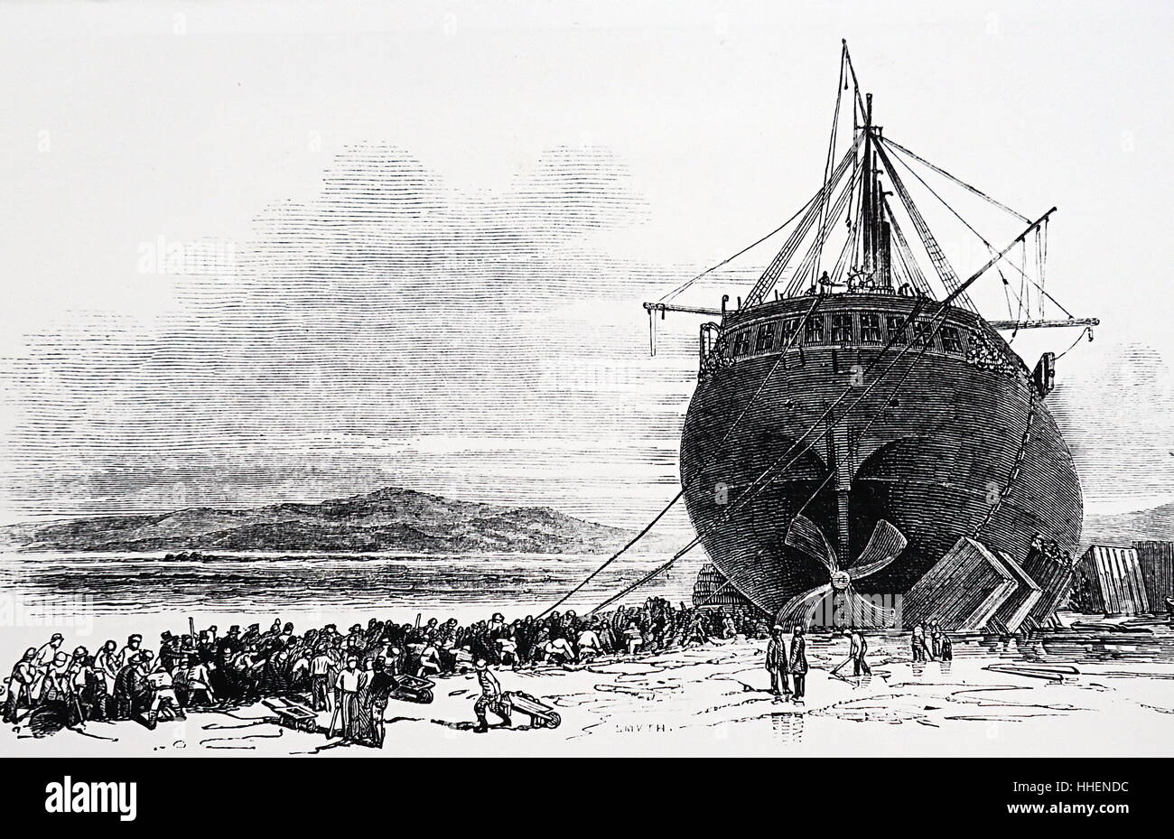 Illustration depicting the steamer 'The Great Britain', the first screw ...