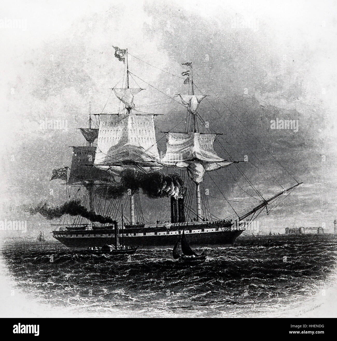 Illustration depicting the steamer 'The Great Britain', the first screw ...