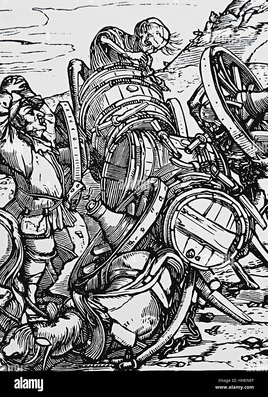 Illustration depicting the Carter being visited by 'death'. Dated 16th ...