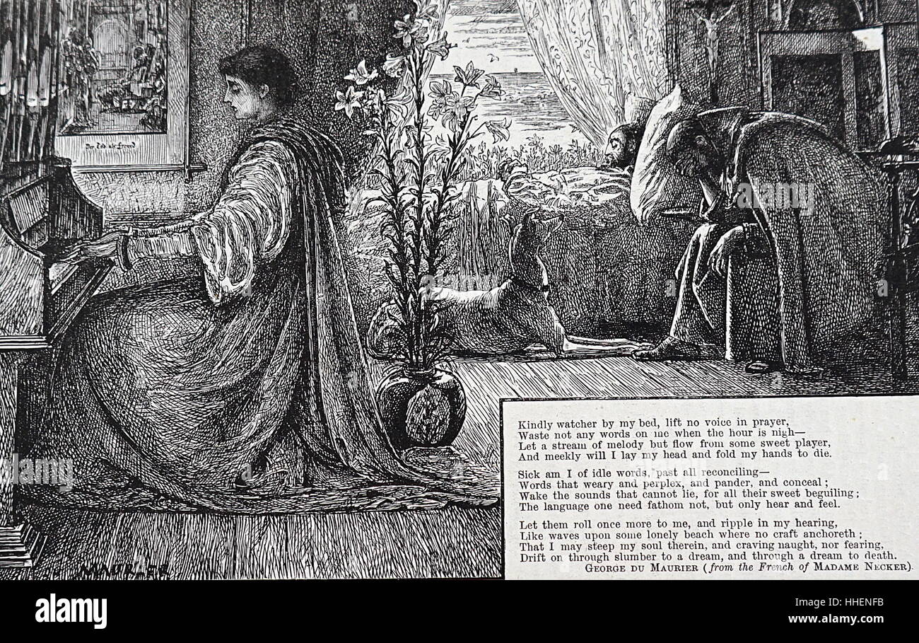 Engraving titled 'Der Tod Als Freund'. Illustrated by George du Maurier ...