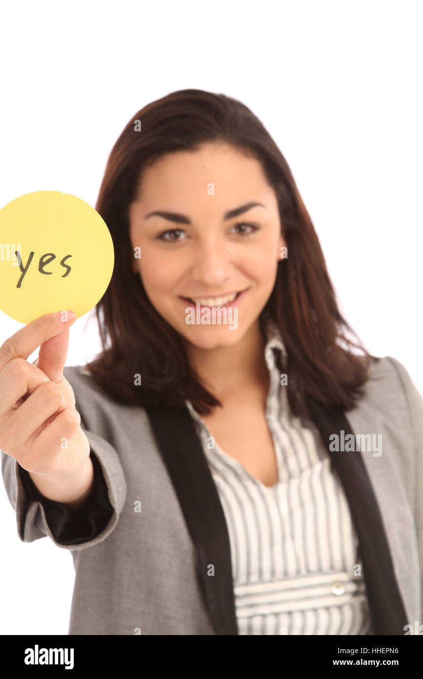 woman, indicate, show, card, text, positive, photo, picture, image ...