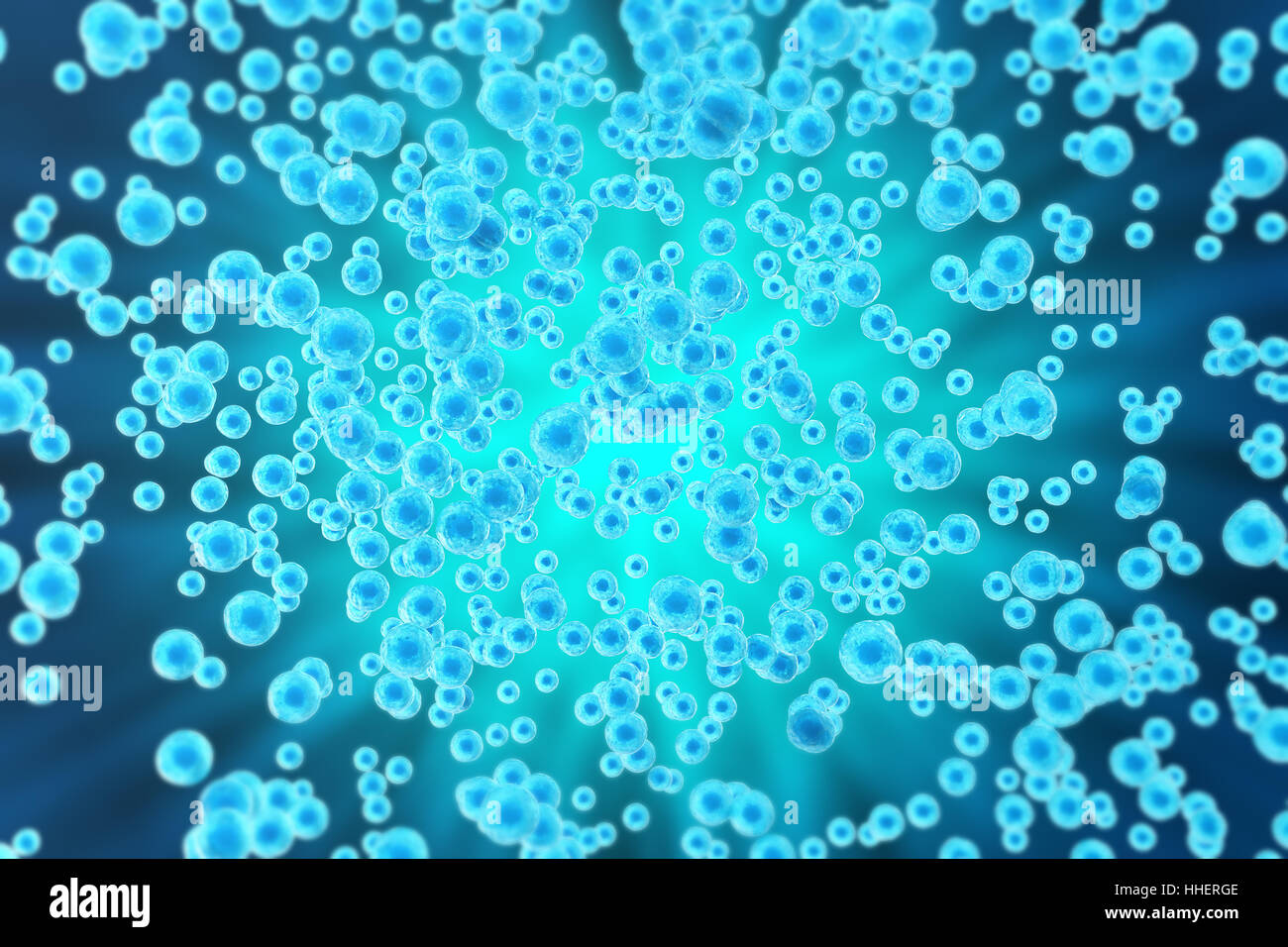 Blue cells science bacgkround. 3d rendering Stock Photo - Alamy