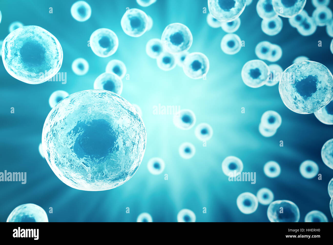 Blue cells science bacgkround. 3d rendering Stock Photo - Alamy