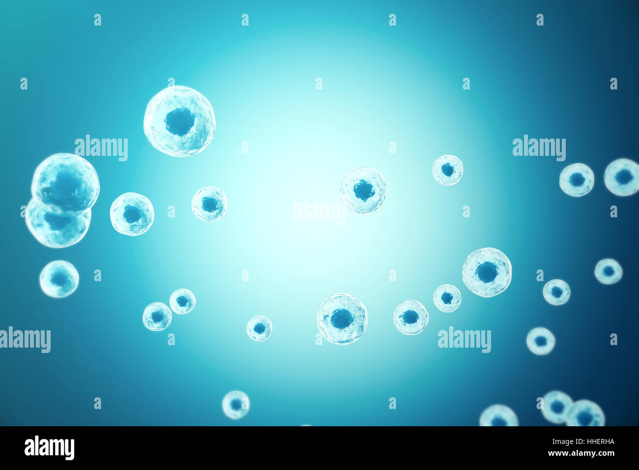 Blue cells science bacgkround. 3d rendering Stock Photo - Alamy