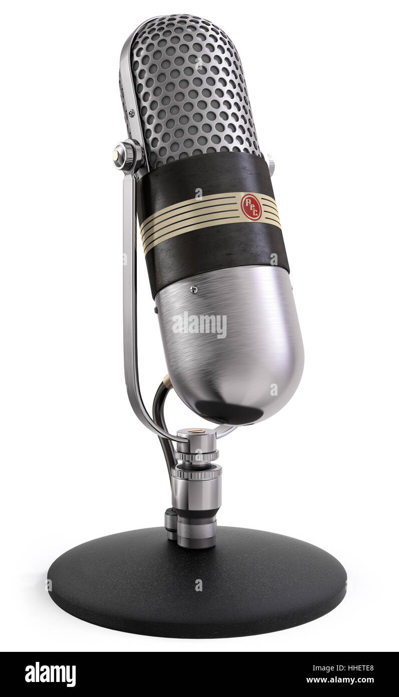 A vintage themed 50's microphone with clipping path included for those ...
