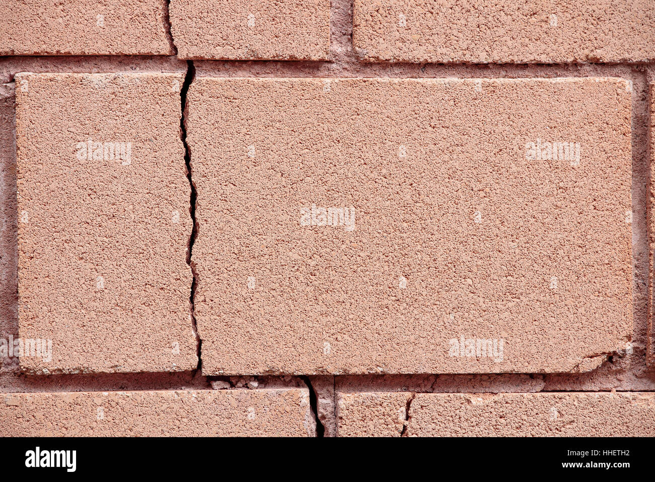 foreground of a vertical crack on a wall of bricks Stock Photo - Alamy