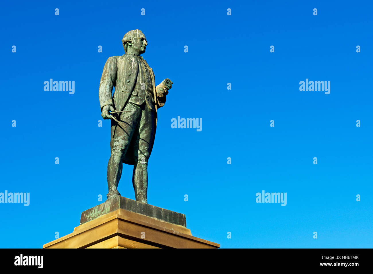 Statue of Captain Cook, Whitby, North Yorkshire, England UK Stock Photo ...