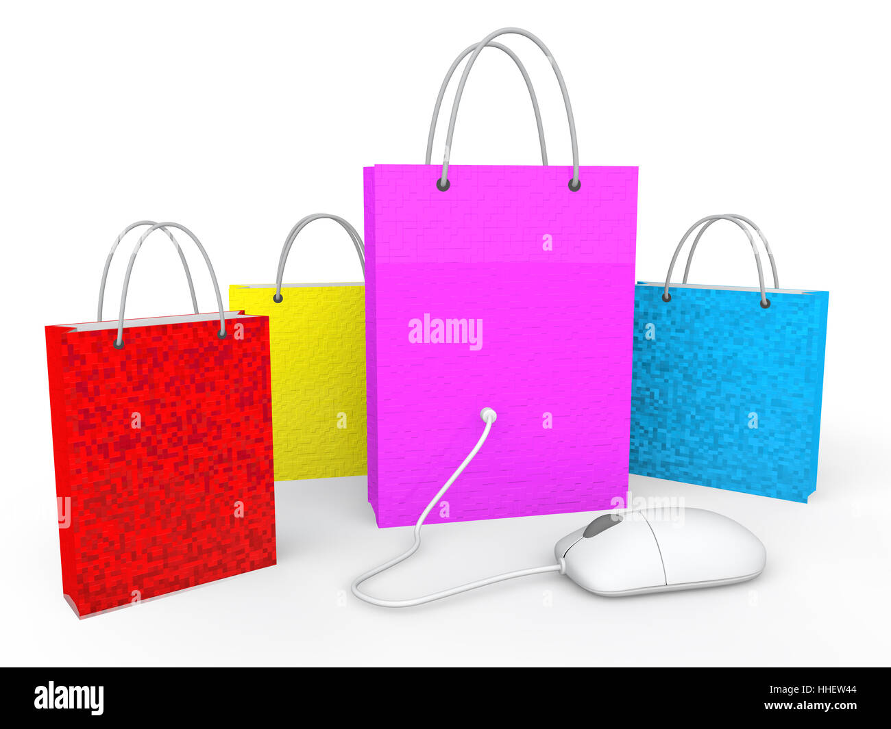 3D shopping bags with computer mouse Stock Photo - Alamy