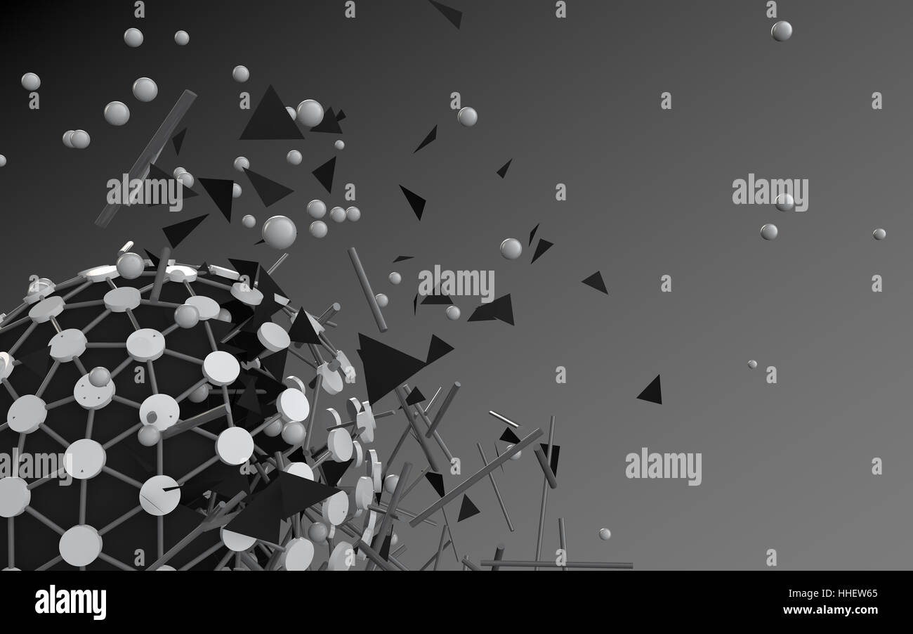3d abstract black shattered object background Stock Photo - Alamy