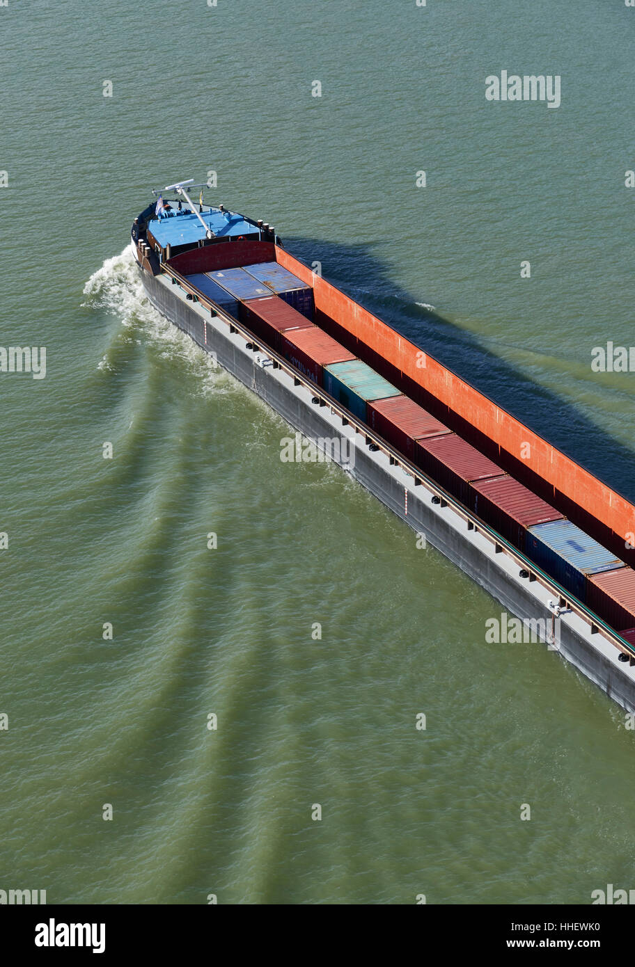 A barge with containers on the river Seine, France Stock Photo - Alamy