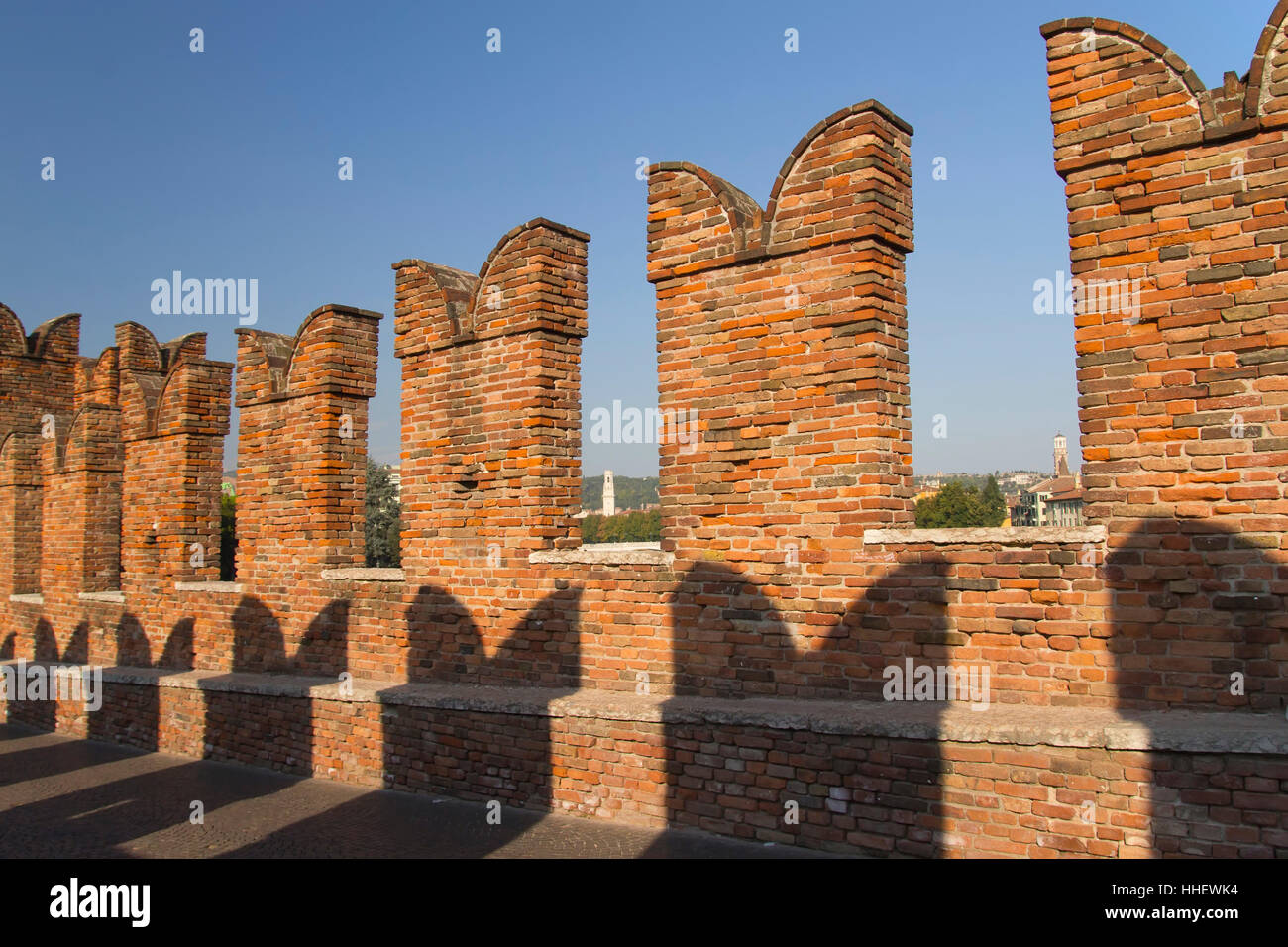 detail, bridge, wall, brick, old, italy, blue, house, building, tower ...