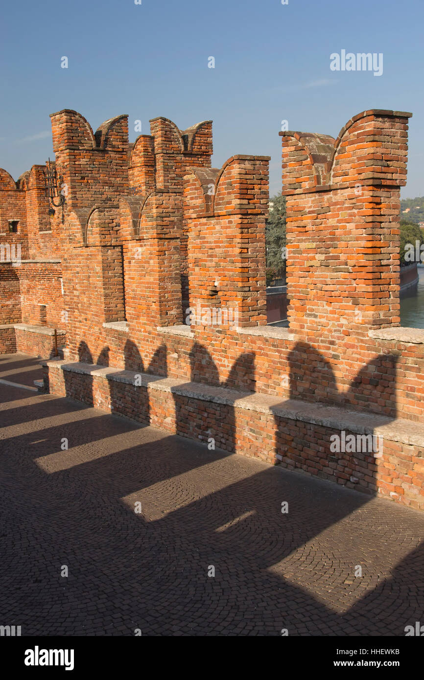 detail, bridge, wall, brick, old, italy, blue, house, building, tower ...