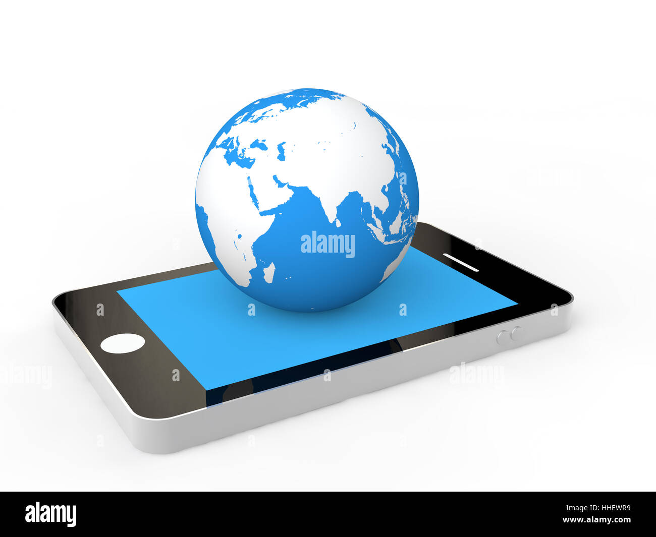 3d render of cellphone and earth globe Stock Photo - Alamy