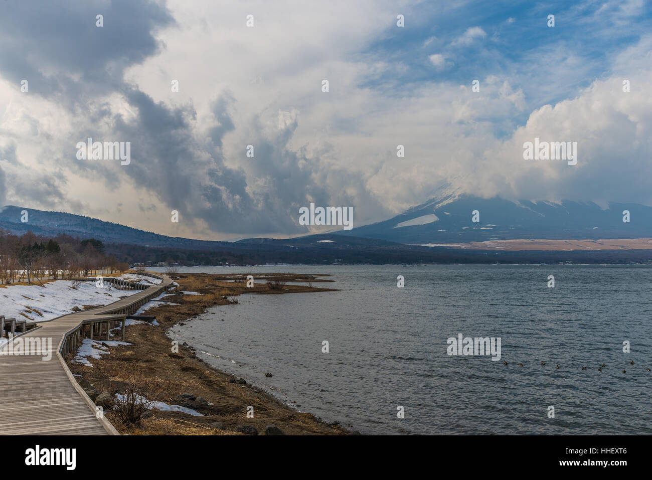 View of Mount Fuji with cloudy sky Stock Photo - Alamy