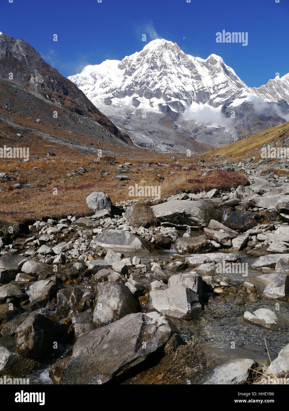 The River and Annapurna South on Route to Annapurna Base Camp (ABC ...