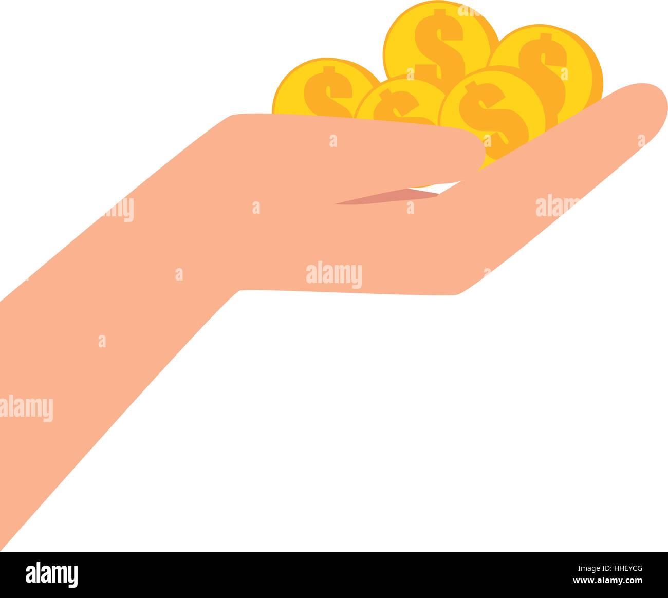 hand human with coins vector illustration design Stock Vector Image ...