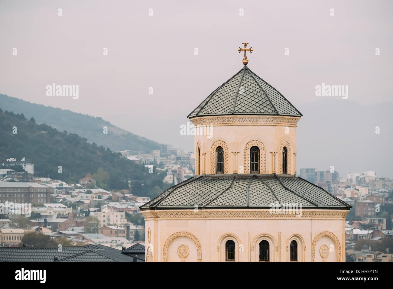 Exterior Of The Holy Trinity Cathedral of Tbilisi, Georgia. Sameba is ...