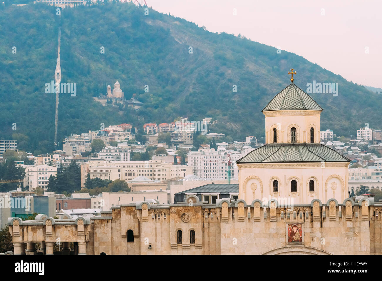 Exterior Of The Holy Trinity Cathedral of Tbilisi, Georgia. Sameba is ...