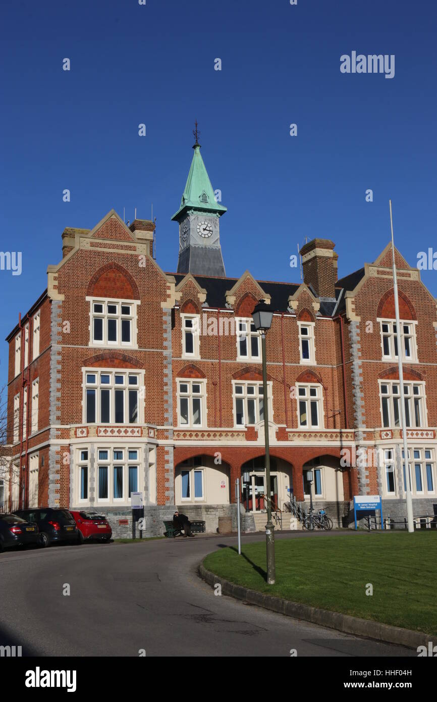 ST James hospital with its clock tower in Portsmouth, england Stock ...